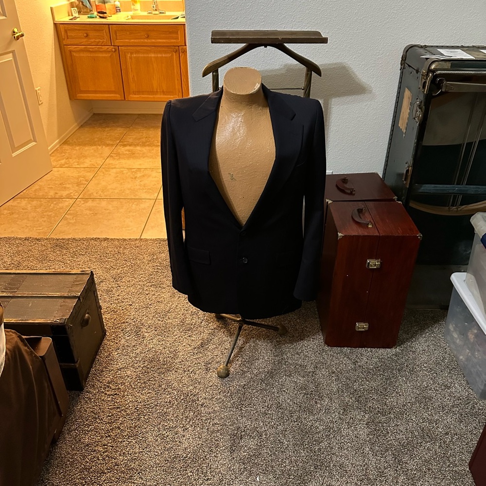 Vintage Hickey Freeman Navy Pin Strip Blazer Made In … - Gem